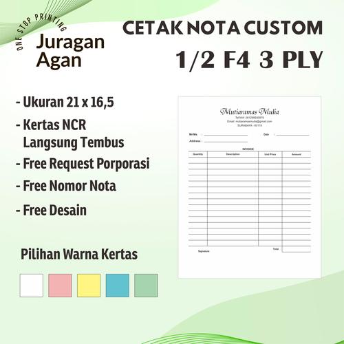 Jual Cetak Nota Custom NCR 3 ply 1/2 Folio - Kota Surabaya - Juragan ...