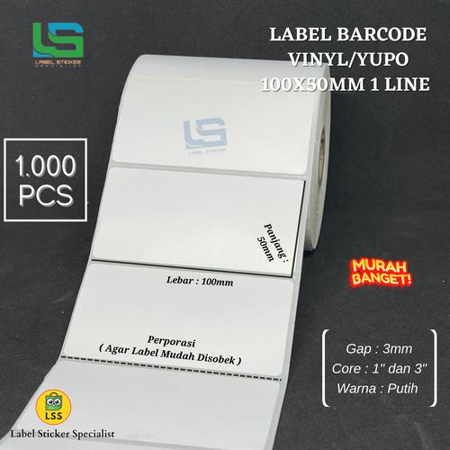 Jual LABEL WATERPROOF VINYL 100X50 MM , 10x5 CM , STICKER VINYL 100x50 ...
