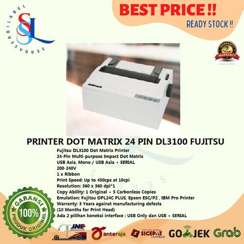Jual PRINTER DOT MATRIX FUJITSU 24 PIN DL3100 FUJITSU-USB+SERIAL - Jakarta Pusat - serbaserbi ...
