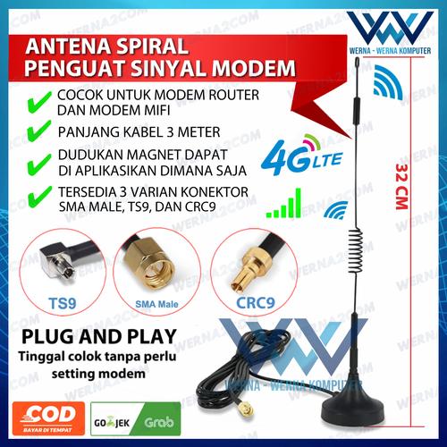 Jual Antena Spiral Modem Router, USB dan modem MIFI Universal SMA TS9 ...
