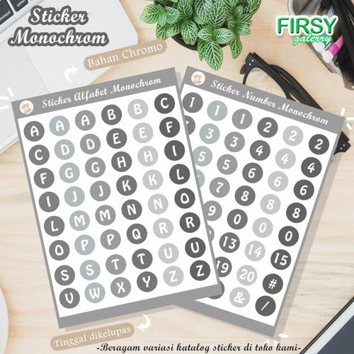 Jual STICKER LABEL BULAT HURUF ANGKA ALFABET MONOKROM - number ...
