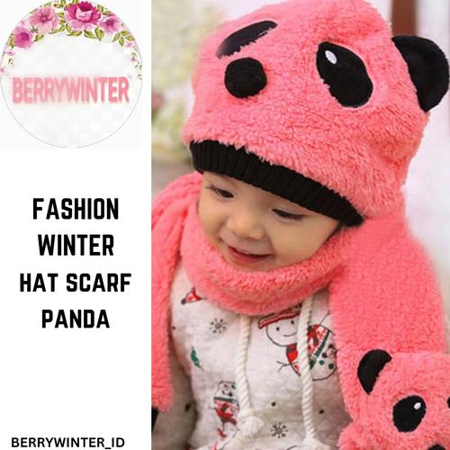 Jual Set Topi Syal Anak Hat Scarf Panda Winter Musim Dingin - Merah ...