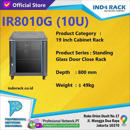 Promo CLOSE RACK INDORACK IR8010G - RAK SERVER 10U 800MM 19 INCH GLASS ...