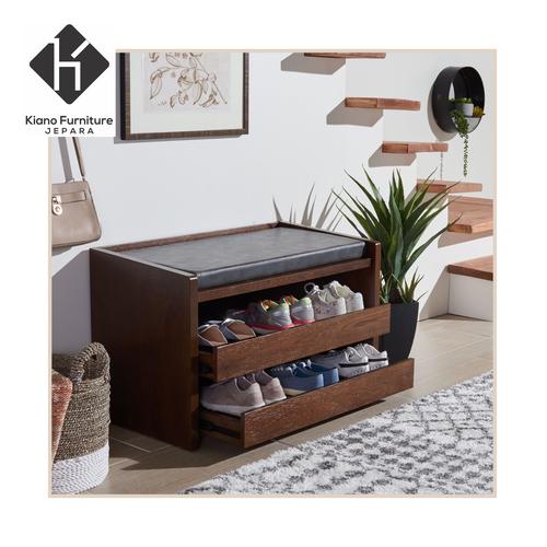 Jual Bangku Rak Sepatu Kayu Jati Minimalis Modern Shoe Storage Bench ...