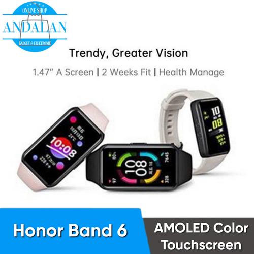 Jual honor band 6 smart band wristband spo2 watch amoled - Hitam ...
