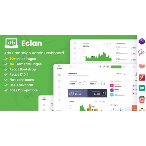 Jual Eclan Bootstrap 4 React Admin Template - Jakarta Selatan - prime ...
