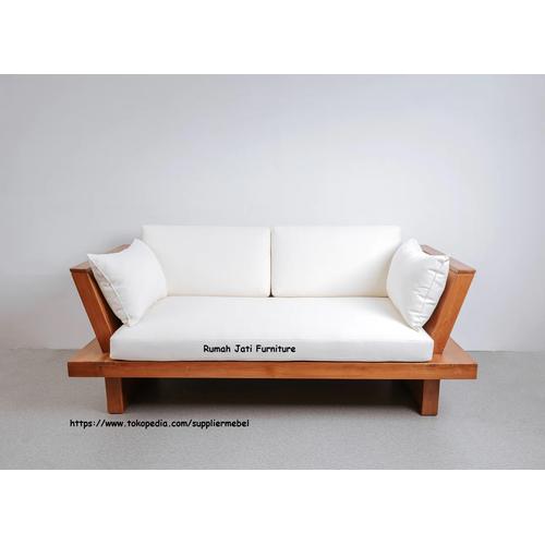 Jual Sofa Minimalis Blok Kayu Jati Model Terbaru - Sofa 2 Seater Kayu ...