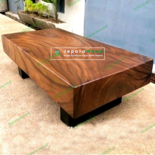 Jual meja tamu solid trembesi minimalis modern kayu tebal solid 17 cm ...