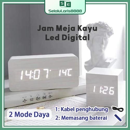 Promo Jam Meja Kayu Led Digital / Digital Wood Smart Alarm Clock - Led ...