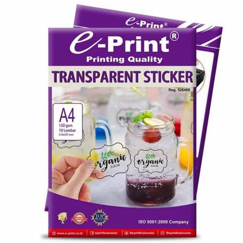 Jual Kertas sticker transparan A4/eprint transparent sticker - Kota ...