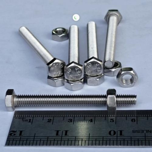 Jual Baut+Mur+ring plat stainless 304 m6x65 mili, full drat (kunci10 ...