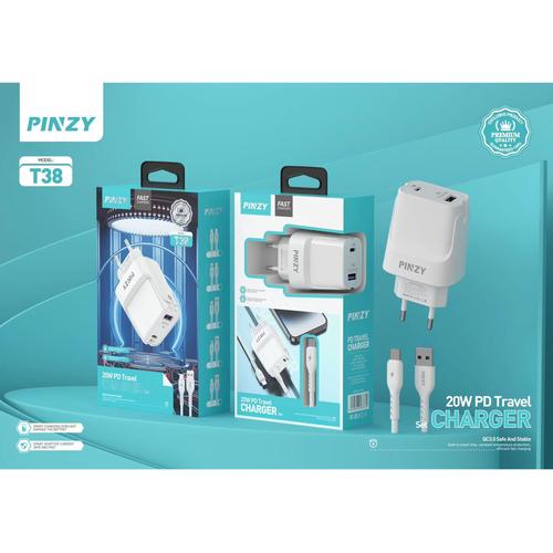 Jual Charger PINZY T38 PD20W+QC3.0 18W Fast Charging Free kabel USB ...