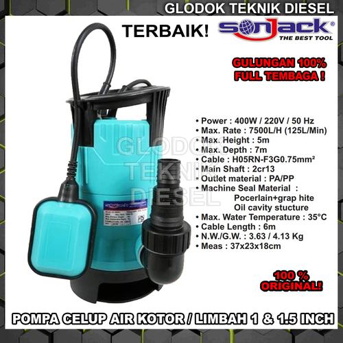 Jual Sonjack Pompa Celup Air Kotor Limbah Sewage Pump 1 & 1.5 Inch SJ-400EA - Kota Tangerang ...