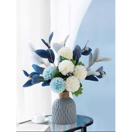 Jual Vas Bunga Keramik + Bunga Palsu - Vas Pajangan Bunga - Biru ...