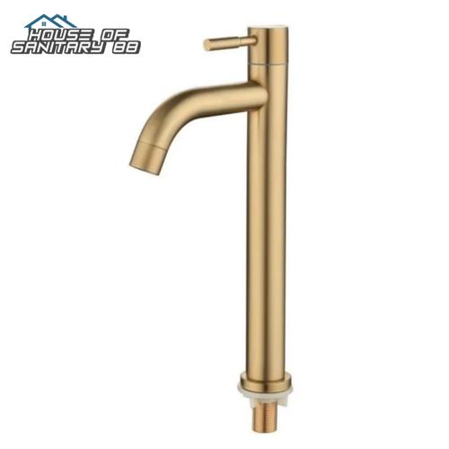 Jual Kran wastafel tinggi Gold 30 cm stainless/ kran wastafel gold ...