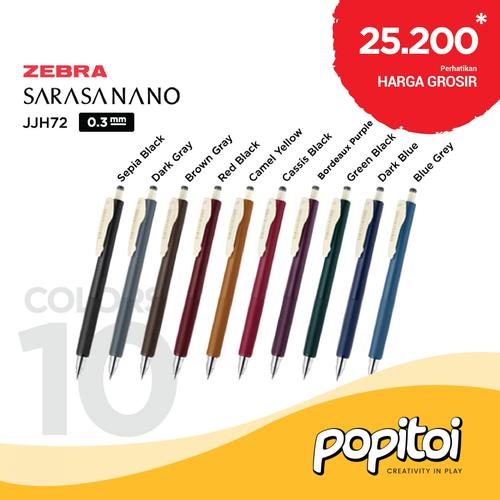Promo Zebra Sarasa NANO VINTAGE 0.3 mm Gel Pen Pulpen - DARK GRAY ...