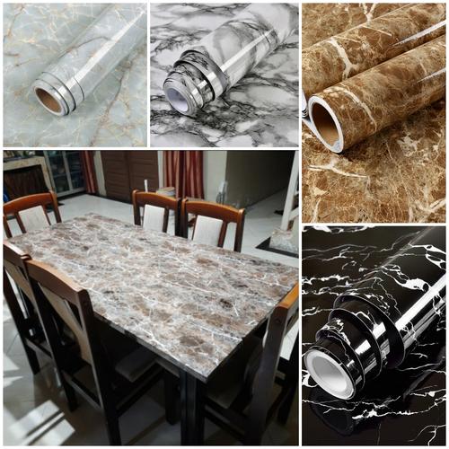 Promo Stiker PVC sheet furniture meja anti air motif marmer dan serat ...