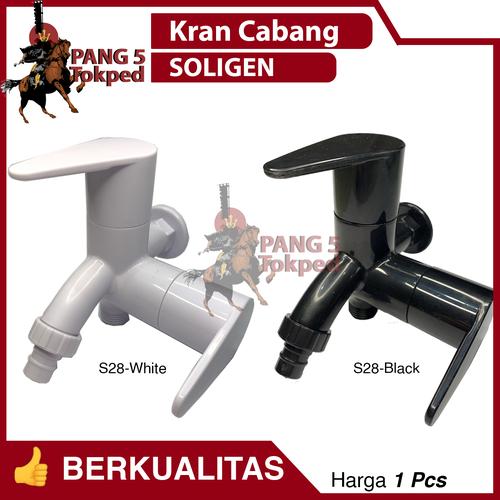Jual Kran Cabang Shower Soligen Keran Double S28 PVC Hitam Putih Toilet ...