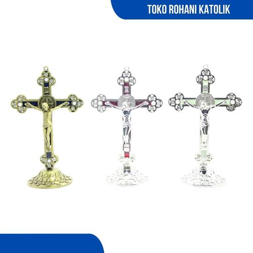 Jual SALIB DUDUK BENEDIKTUS / SALIB LOGAM ALTAR KATOLIK/SALIB MEJA ...