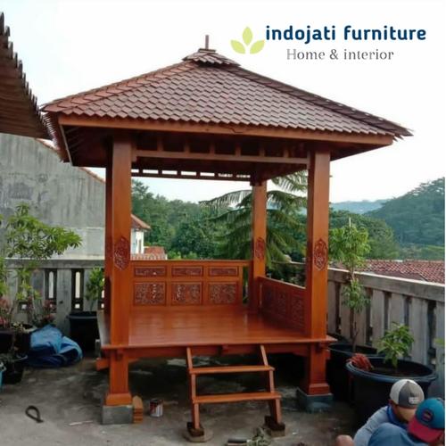 Jual gazebo saung kayu jati ukuran 2 x 2 meter - Kab. Jepara - indoJati ...