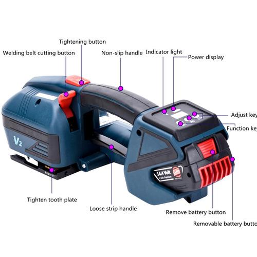 Jual Battery Powered Packing Strapping Tensioner Hand Power Machine ...