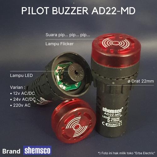 Jual Buzzer 22mm Flashing Buzzer LED 22mm Pilot Lamp Buzzer 22mm 24v ...