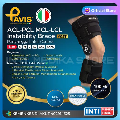Promo PAVIS - ACL-PCL MCL-LCL Instability Brace 053 | Penyangga Lutut Cedera - Kanan, M (43-49cm ...