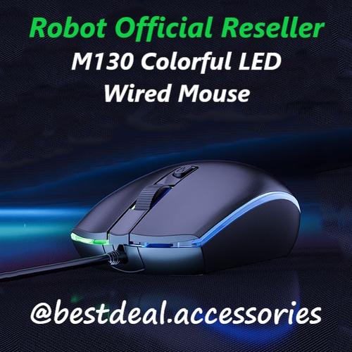 Jual Robot M130 Colorful LED Wired Mouse Kabel Office Mouse 3 Kecepatan ...