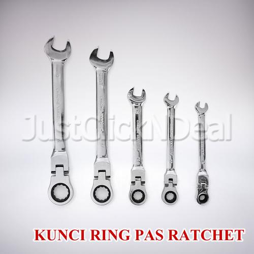 Jual Kunci Ring Pas Ratchet Kombinasi 8 10 12 17 18 19 Kepala Fleksibel ...