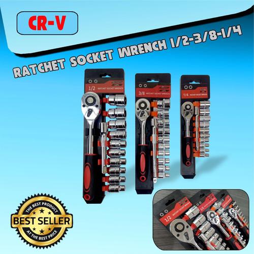 Jual Kunci Socket Set 12 pcs Shock Pas 1 2 1 4 3 8 Ratchet Wrench CR ...