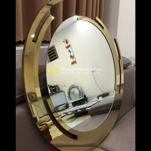 Jual cermin hias modern minimalis bulat frame stainless steel gold new ...
