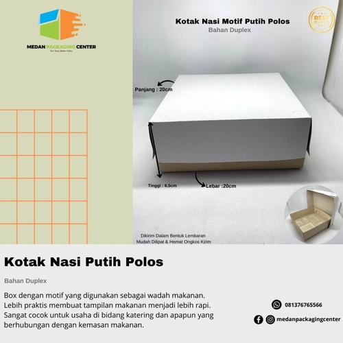 Jual Box Kotak Nasi Polos/motif ukuran 20x20 + mika sekat 5 - putih ...