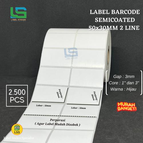 Jual LABEL STICKER BARCODE SEMICOATED 50X30MM - Jakarta Barat - Label ...