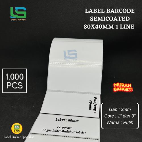 Jual LABEL STIKER BARCODE 80X40 MM LABEL SEMICOATED 8X4 CM 1000 PCS ...