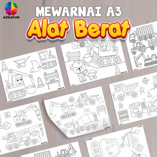 Jual Kertas Mewarnai A3 ALAT BERAT - Mewarnai kendaraan traktor - Kota ...