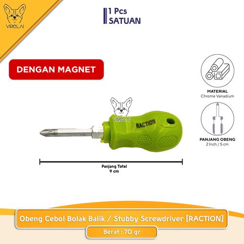 Jual Obeng Cebol Bolak Balik / Stubby Screwdriver 2 inch [RACTION ...