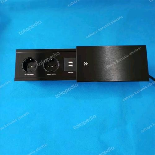 Jual stop kontak meja slide / colokan kabel meja sliding colokan + usb ...