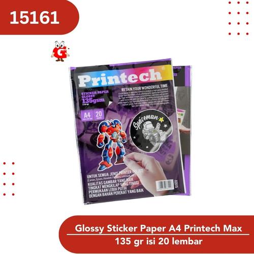 Jual Glossy Sticker Paper A4 Printech Max / Kertas stiker 135 gr / 20 lbr - Kota Denpasar ...