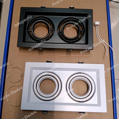 Jual kap lampu mr16 isi 2 2gang halospot double downlight halogen - Hitam - Jakarta Pusat ...