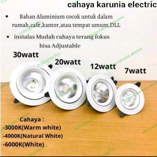 Jual lampu downlight COB LED plafon 7watt , 12 watt , 20 watt , 30 watt - 3000k, 30 watt ...