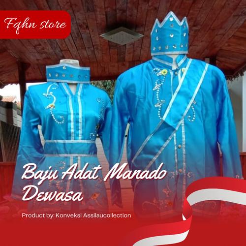 Jual Pakaian adat dewasa Manado satuan (Laki/Cewek) - Biru Cewek, L ...