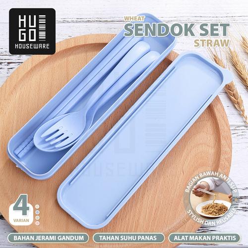 Promo HUGO Sendok Set Alat Makan Portable Bahan Jerami Wheat Straw ...