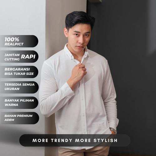 Jual Kemeja Polos Pria Lengan Panjang Formal Premium Kerah Collar Putih ...