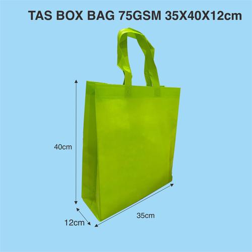 Jual Tote Bag Goodie Bag Tas Tote Bag Spunbond model box bag jumbo tebal 75 - hijau stabilo ...