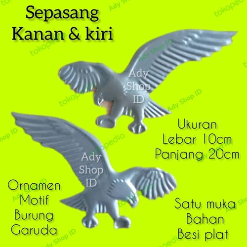 Jual Sepasang ornamen motif burung garuda besi plat 10x20cm hiasan ...