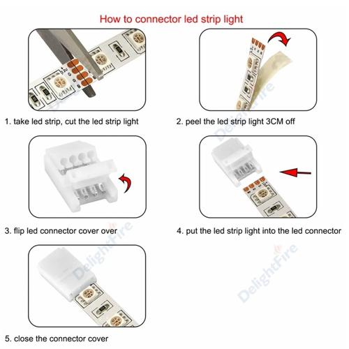 Jual Konektor LED Strip 2 3 4 pin ukuran PCB 10 mm khusus Strip ke ...