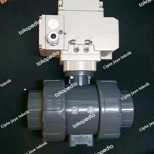 Jual ball valve pvc motorized on off 1/2 inch / actuator elektrik 24vdc ...