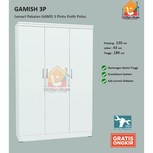 Promo Lemari Pakaian Gamis Minimalis Putih 3 Pintu GAMISH 3P Cicil 0% ...