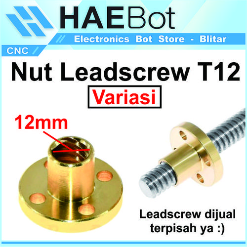 Jual [HAEBOT] T Nut TNut T12 Lead Screw Leadscrew Pitch 2 Diameter 12mm CNC - Lead 12 - Kota ...