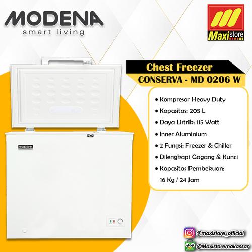 Jual Chest Freezer Modena 200 Liter - MD 0206 w (Garansi 3 Tahun ...
